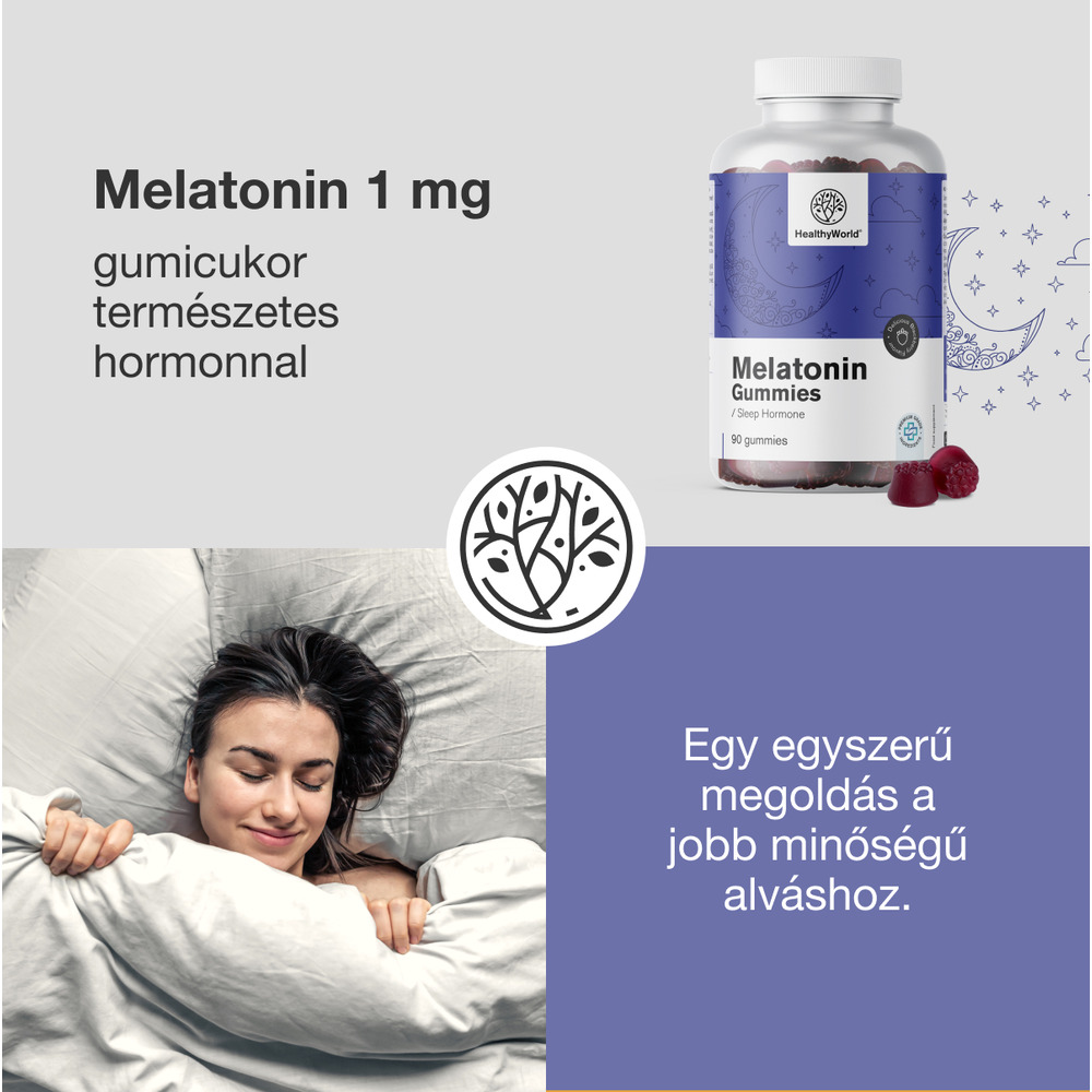 Melatonin 1 mg – gumicukor természetes hormonnal, 90 gumicukor ...